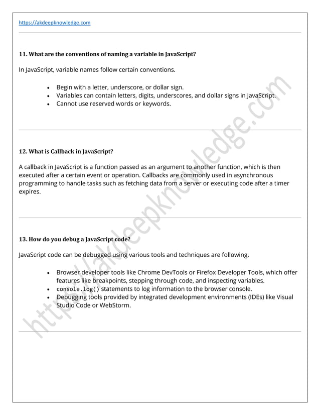 Javascript Interview Questions With Answers Pdf