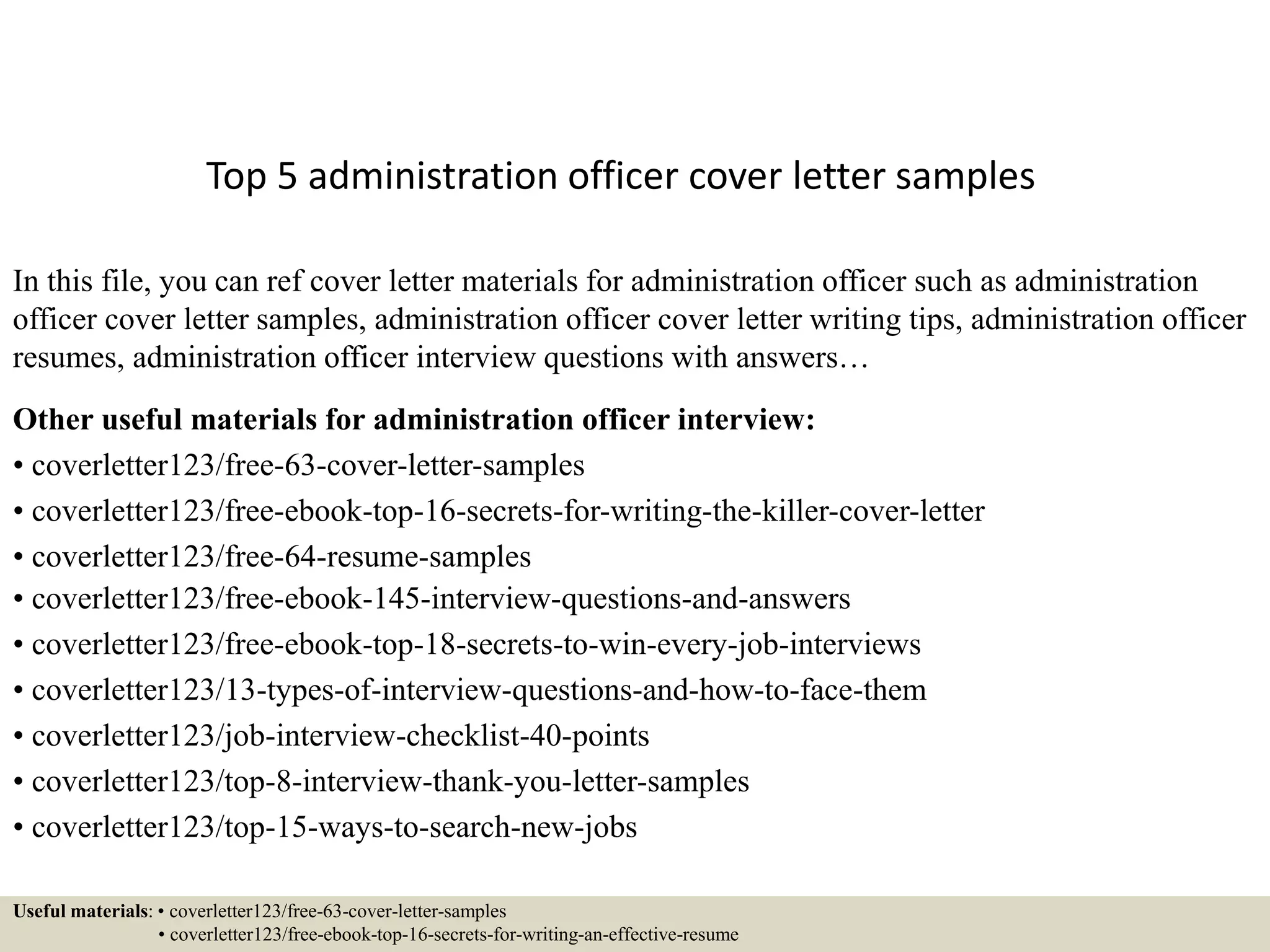 Top 5 administration officer cover letter samples | PPTX