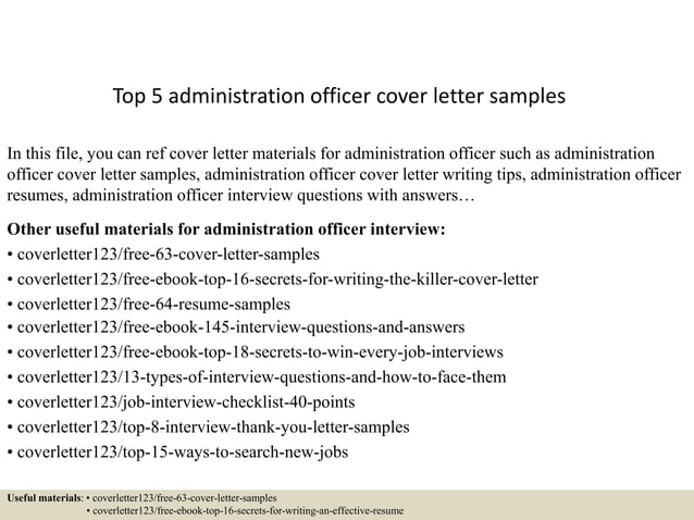 Top 5 administration officer cover letter samples | PPT
