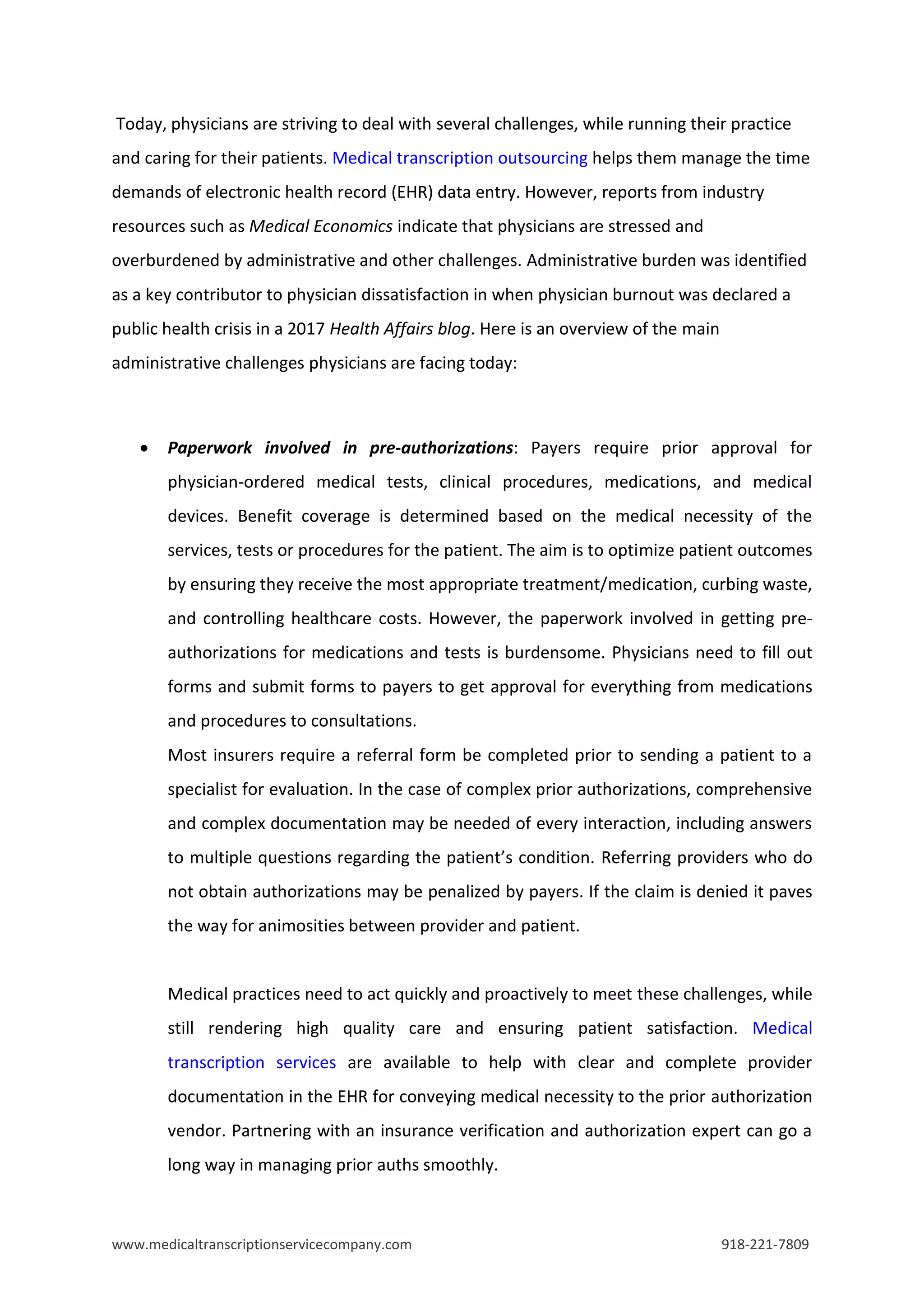 Top 5 Administrative Challenges Facing Physicians | PDF