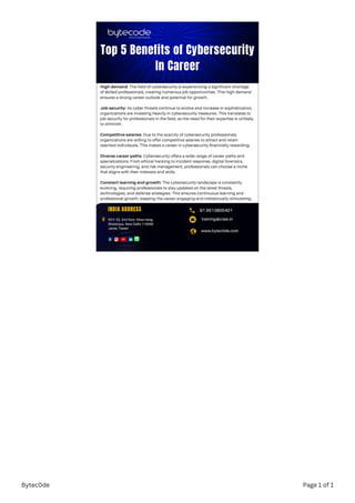 Top 5 Benefits of Cybersecurity In Career.pdf | Technology Industry ...