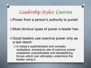 LEADERSHIP STYLES AND EXAMPLES | PPTX