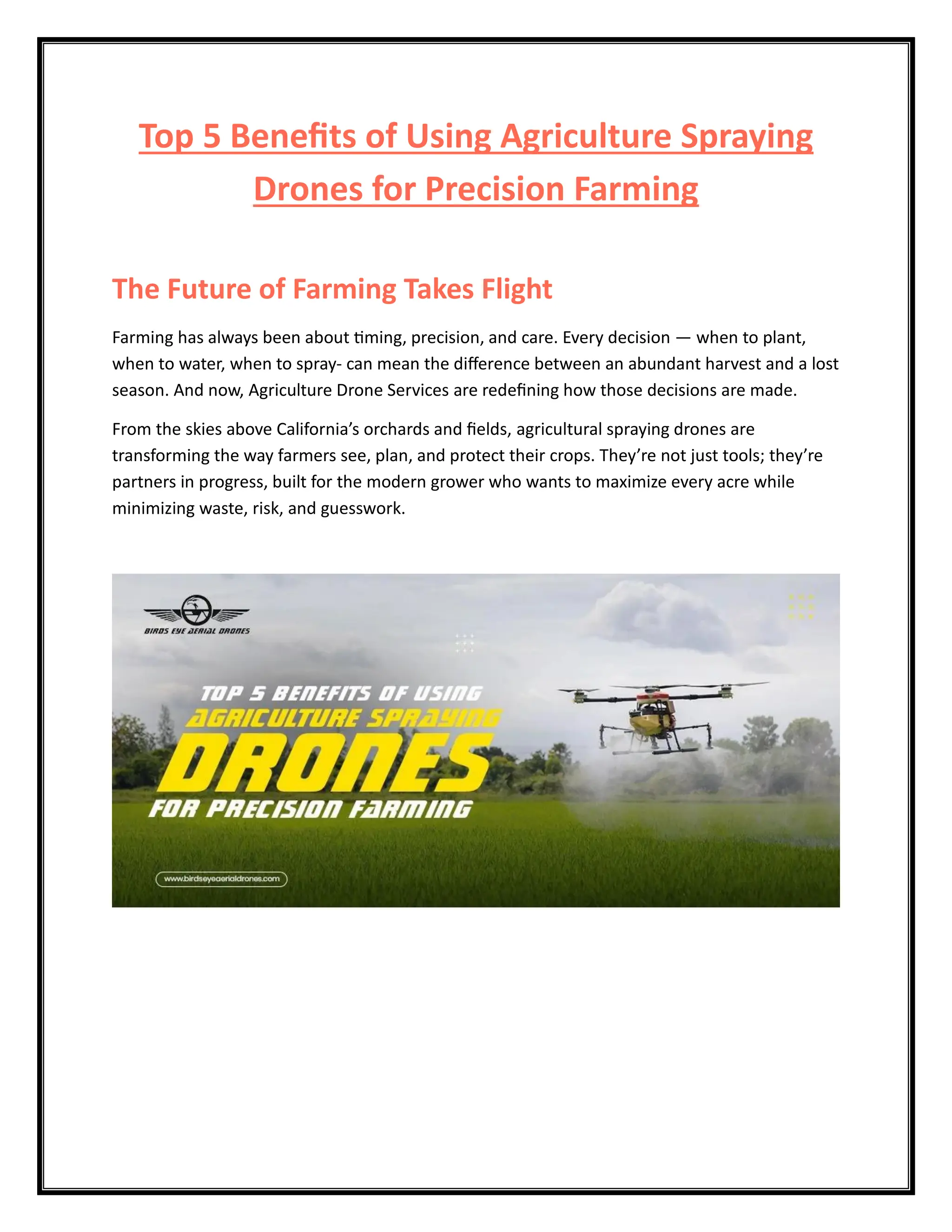 Top 5 Benefits of Using Agriculture Spraying Drones for Precision ...