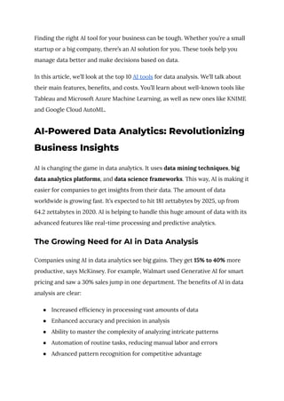 Top 5 Best AI Tools for Data Analysis: A Comprehensive Guide! | PDF