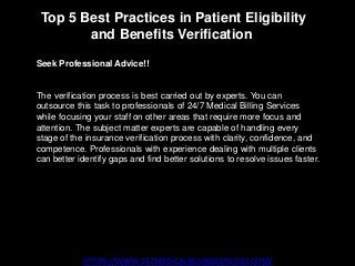 Top 5 Best Practices in Patient Eligibility and Benefits Verification.pptx