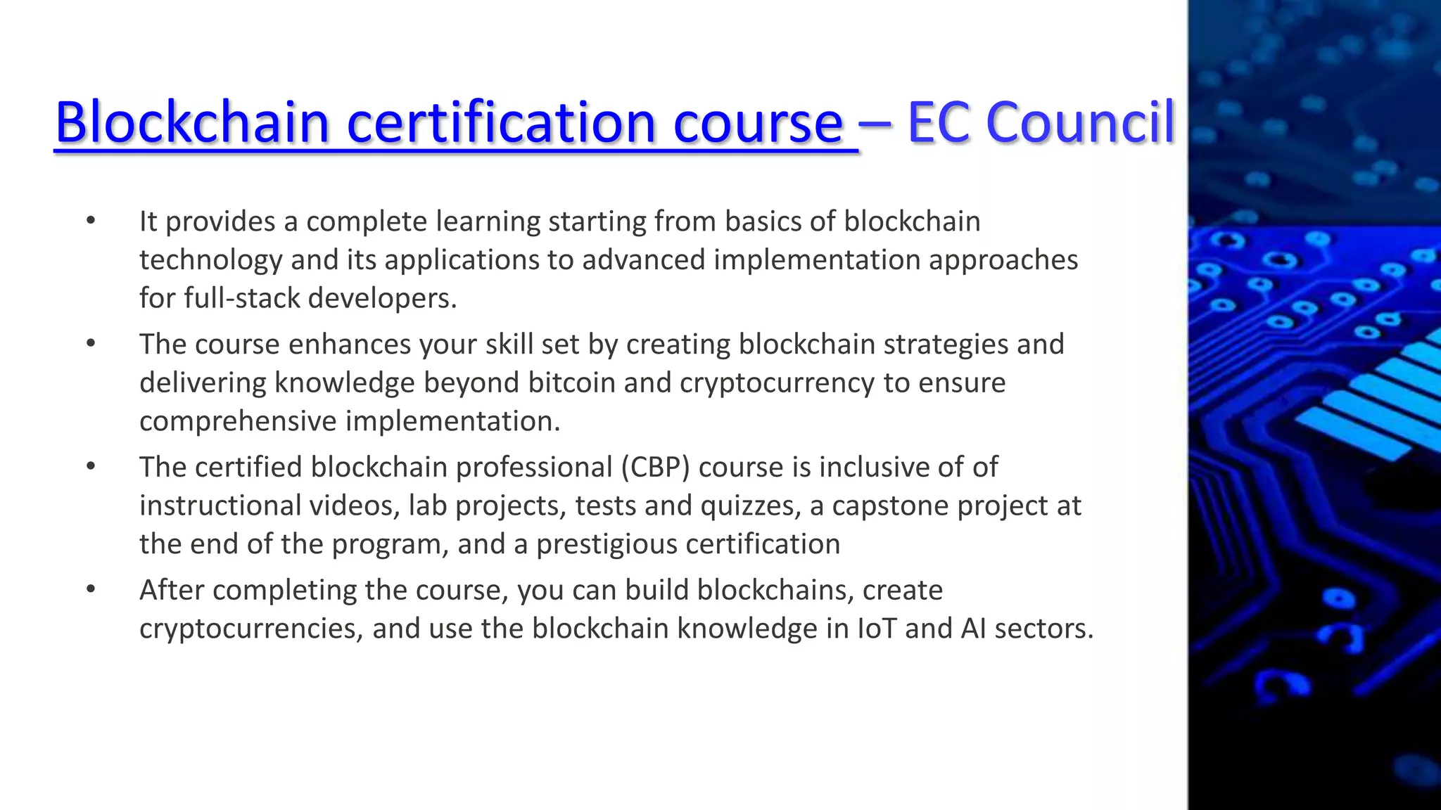 Top 5 blockchain certification course | PPT