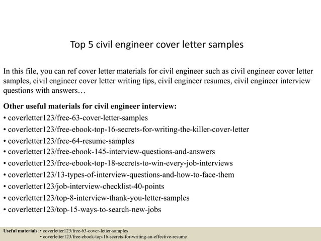 Top 5 civil engineer cover letter samples | PPTX