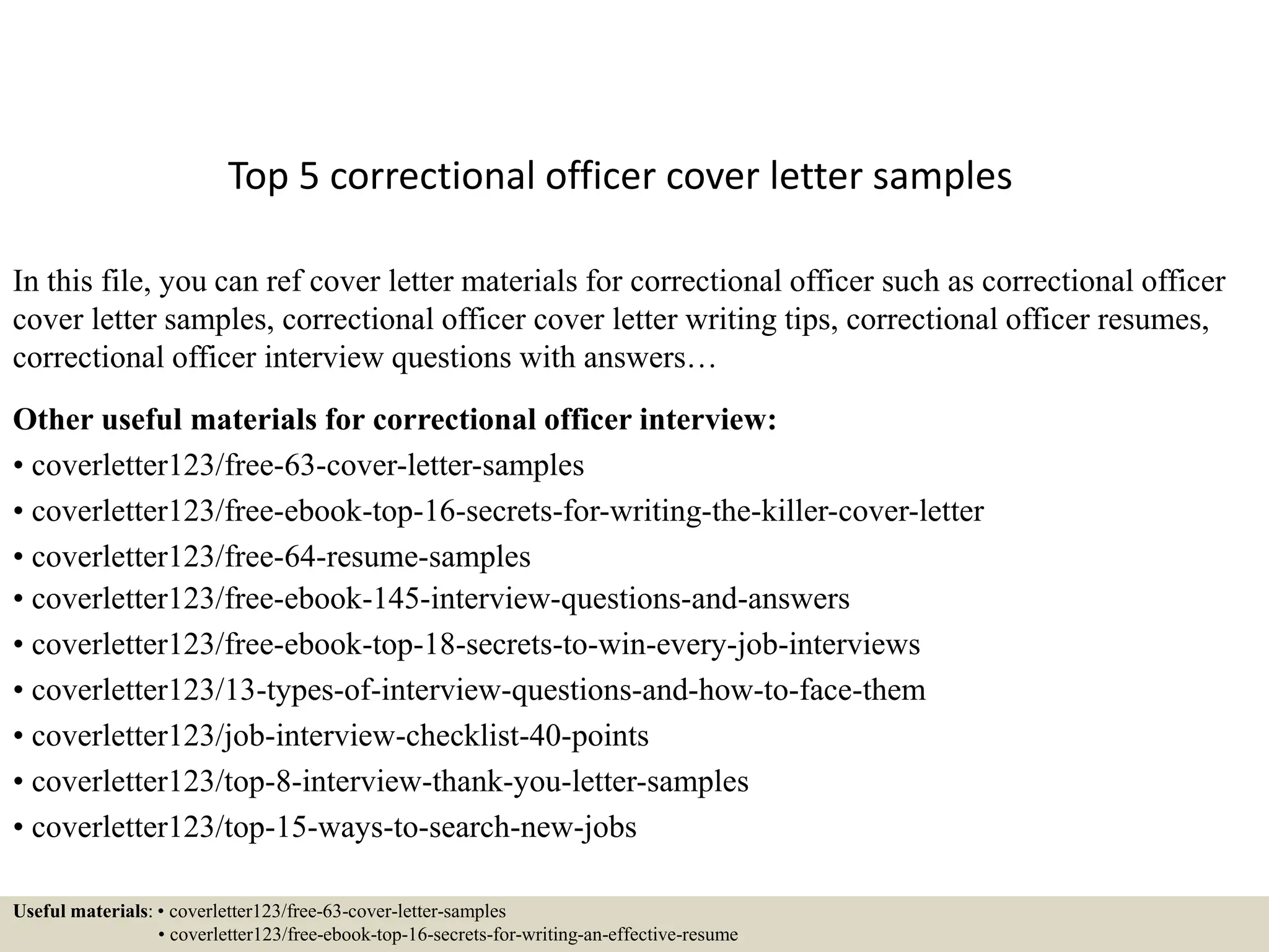 Top 5 correctional officer cover letter samples | PPT
