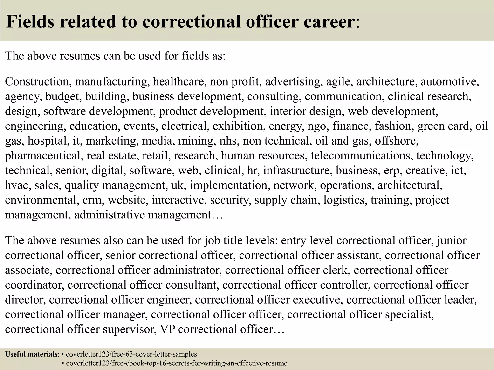 Top 5 correctional officer cover letter samples | PPT
