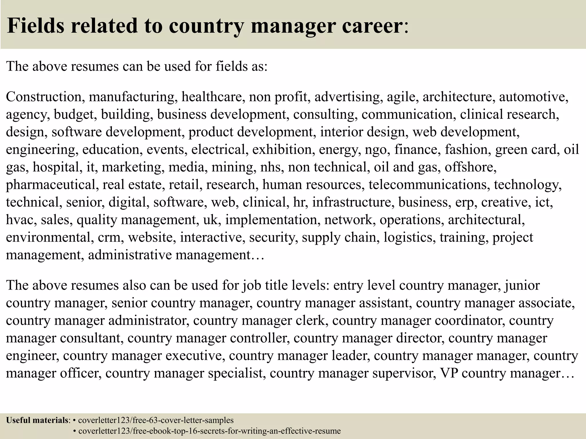 Top 5 country manager cover letter samples | PPTX | Resume Writing and ...