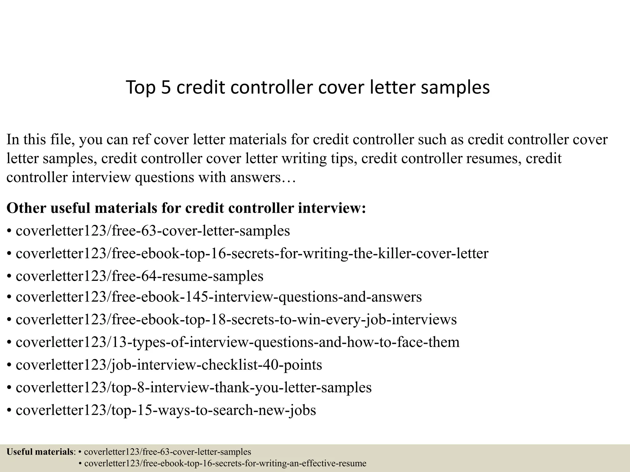 Top 5 credit controller cover letter samples | PPT