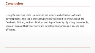 Top 5 DevSecOps Tools- You Need to Know About | PPT