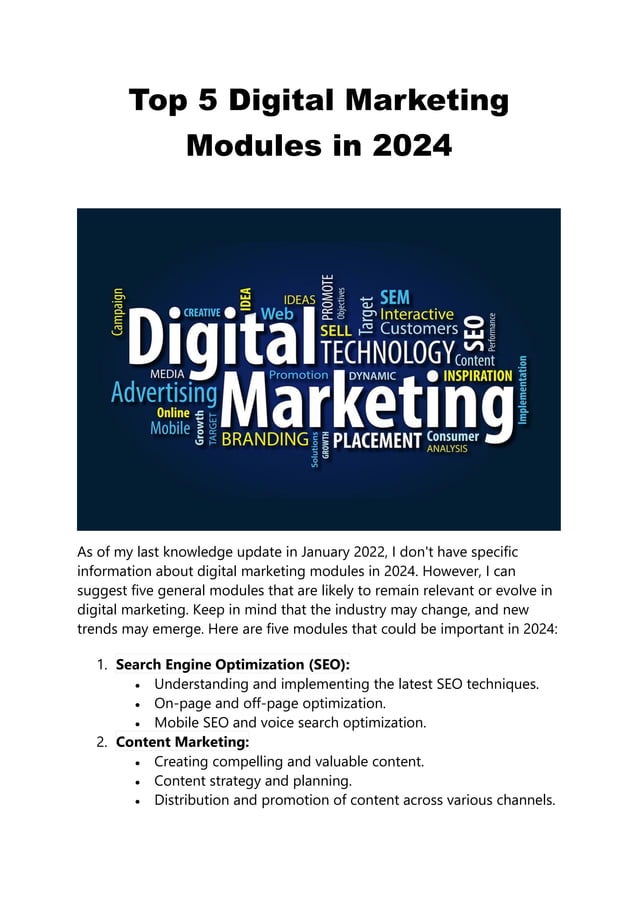 Top 5 Digital Marketing Modules in 2024.pdf | Business | Business and ...