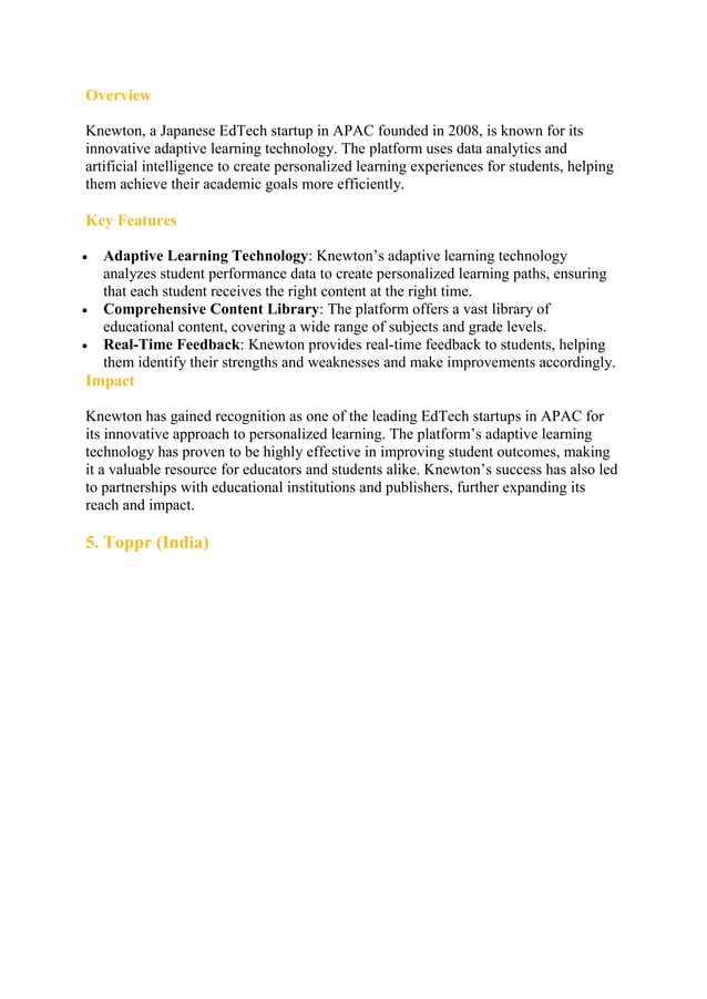 Top 5 EdTech startups in APAC for 2025 | Business Wolf Magazine | PDF