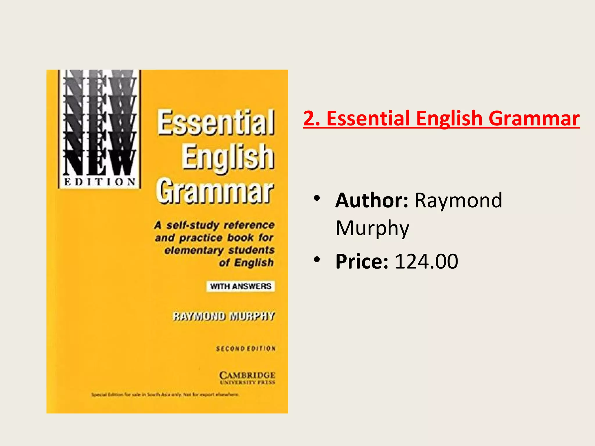 Top 5 English grammar books for competitive exam | PPT