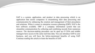 Top 5 Essential Benefits of SAP Software for Businesses | PDF