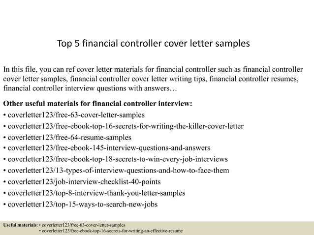 Top 5 financial controller cover letter samples | PPT