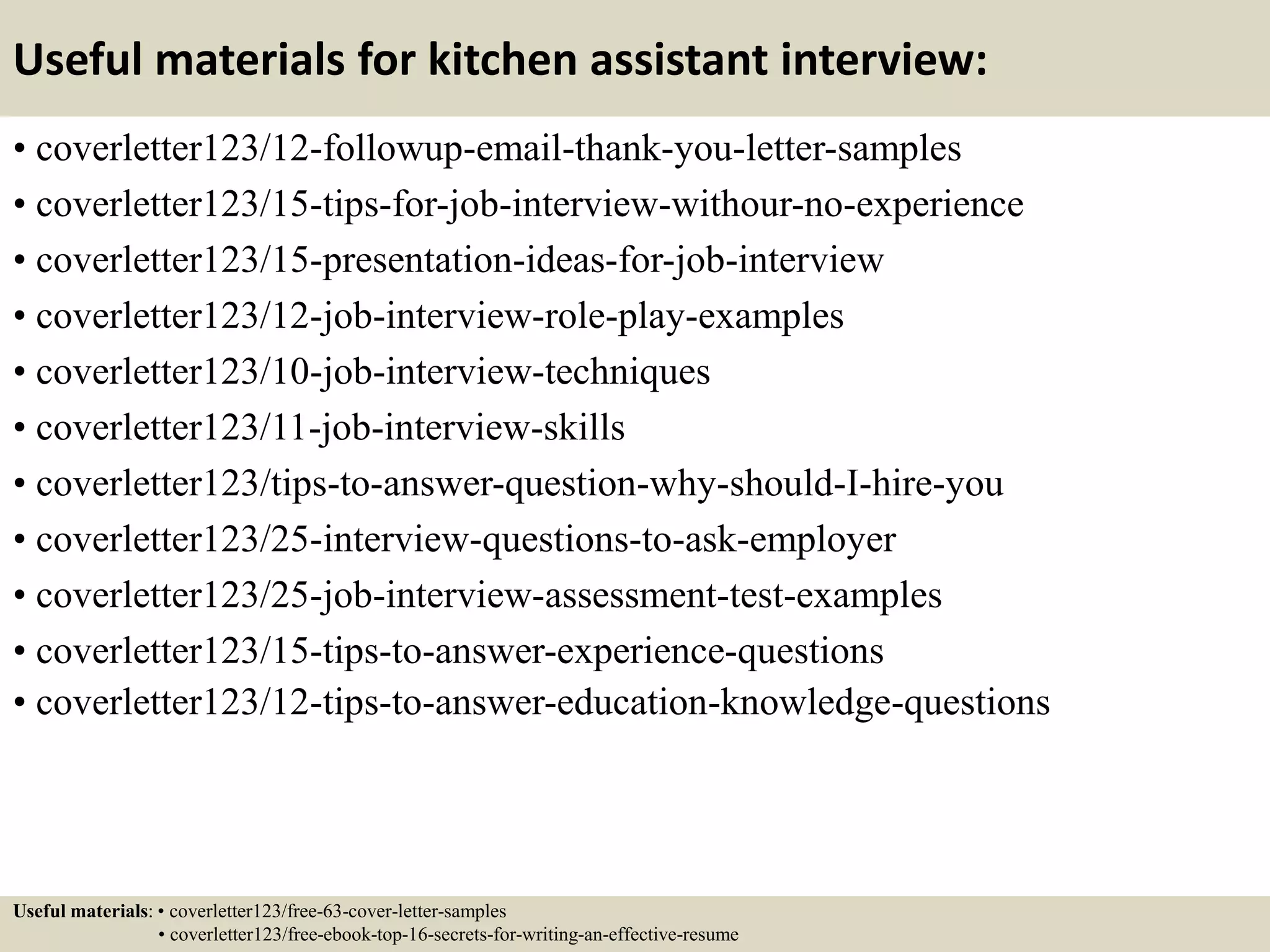 Top 5 kitchen assistant cover letter samples | PPT