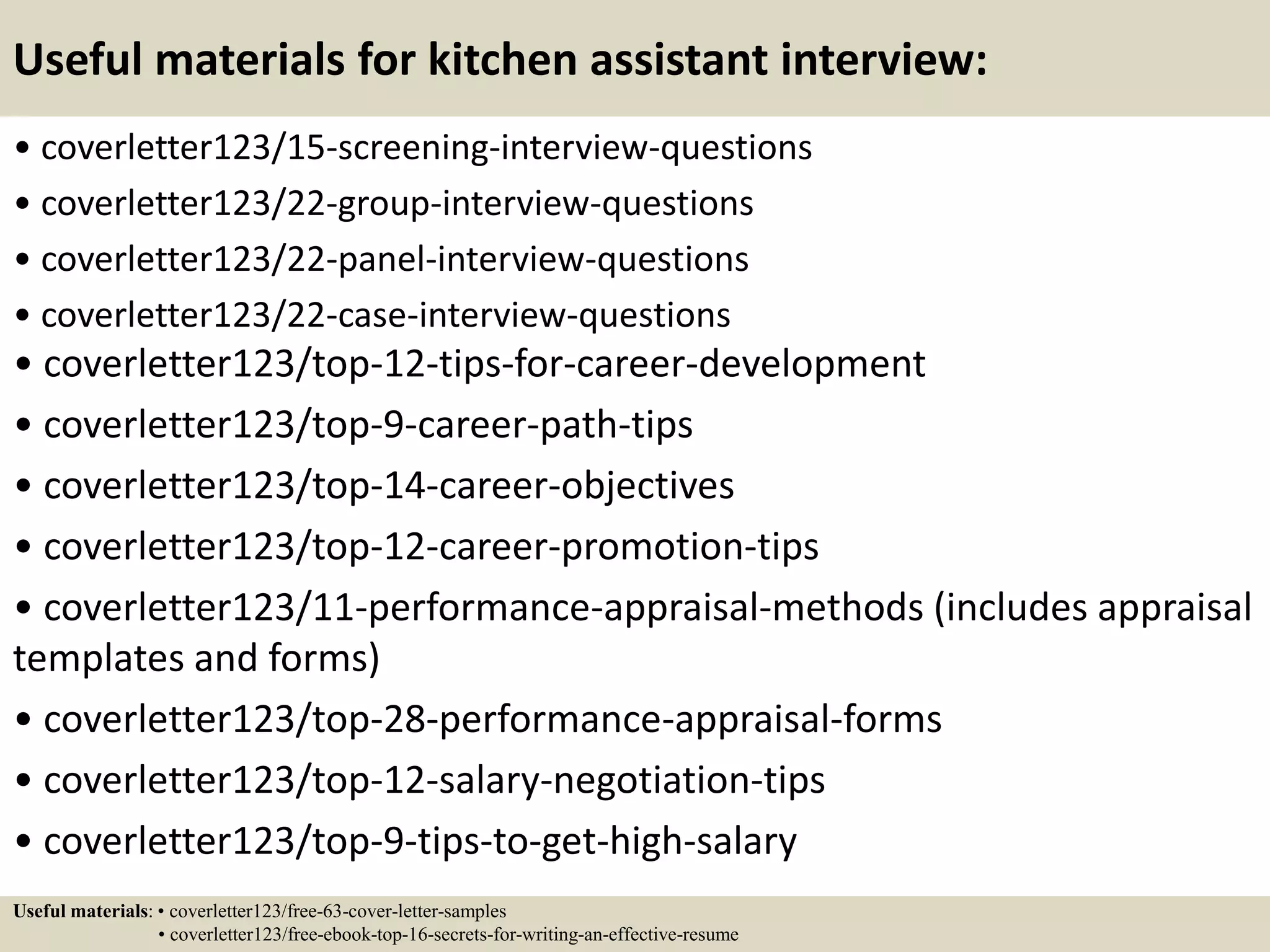 Top 5 kitchen assistant cover letter samples | PPT