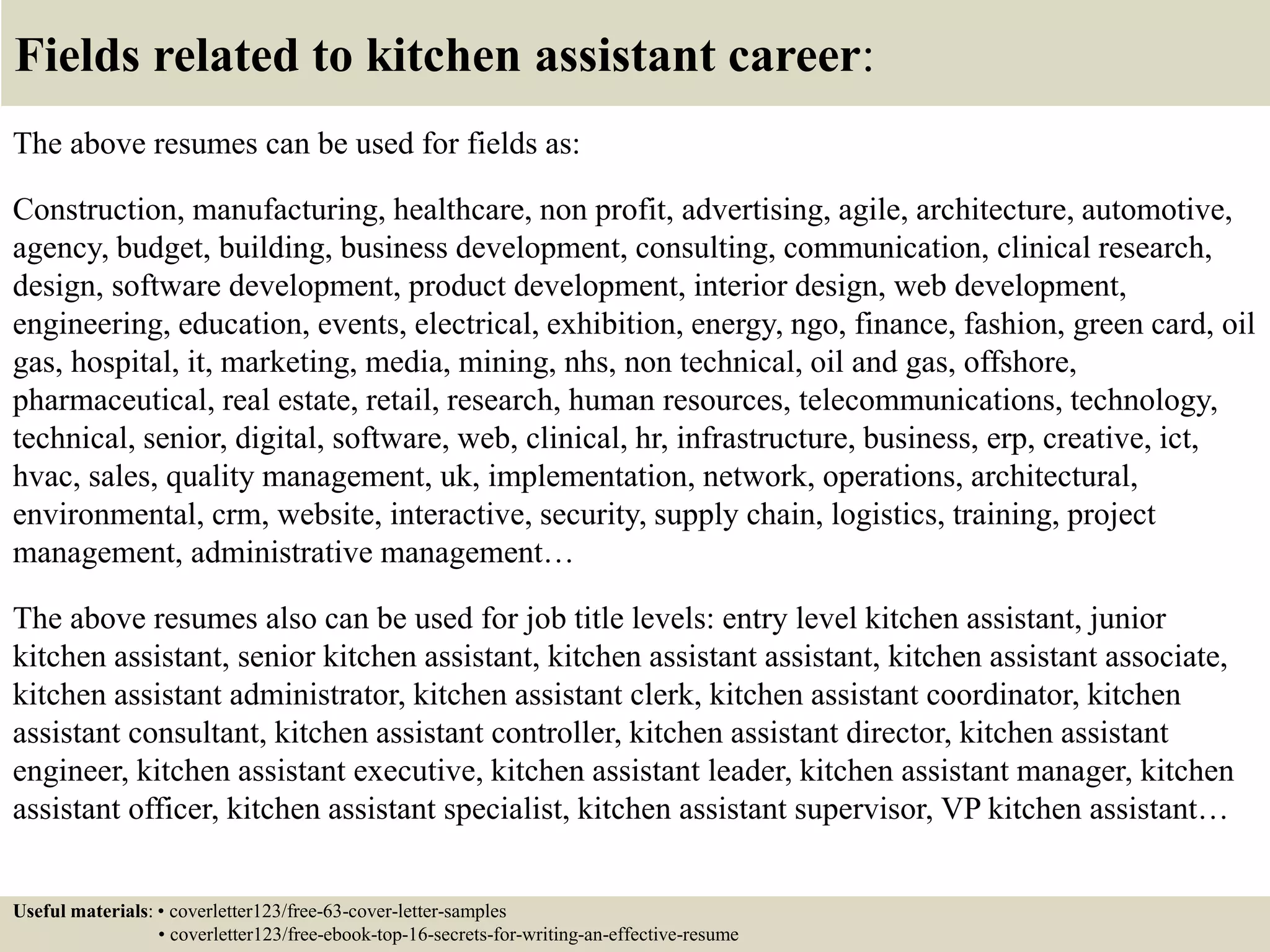 Top 5 kitchen assistant cover letter samples | PPT