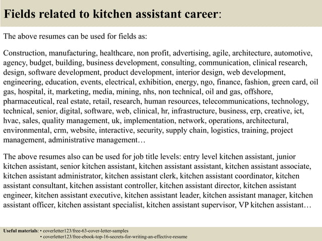 Top 5 kitchen assistant cover letter samples | PPT
