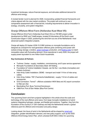 Largest Upcoming Offshore Wind Farm Projects in Netherlands 2026 | PDF