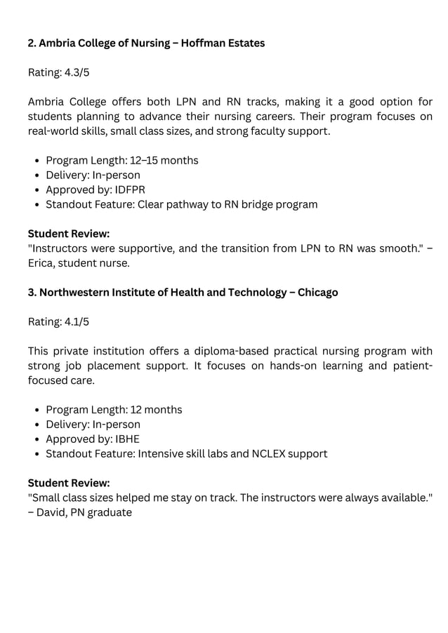 Top 5 LPN Schools in Chicago You Should Know About Future | PDF | PDF