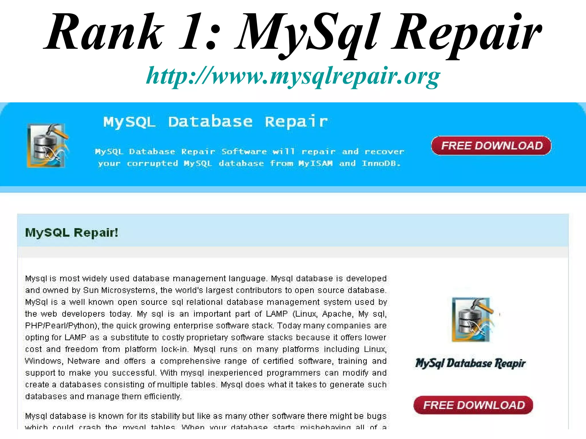 Top 5 MySQL Repair Software | PPT