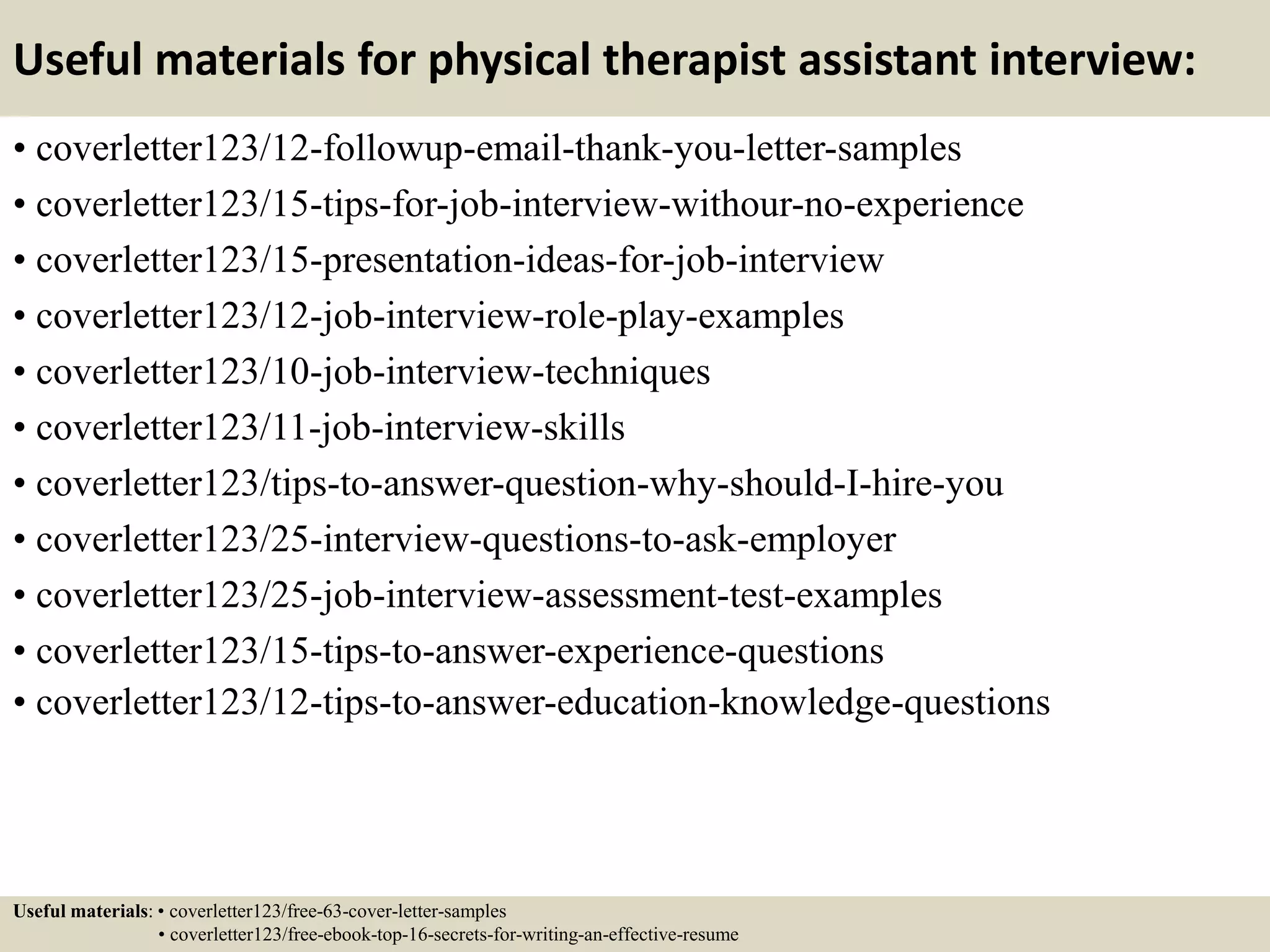 Top 5 physical therapist assistant cover letter samples | PPT
