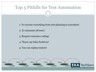 Top 5 pitfalls of software test automatiion | PPT