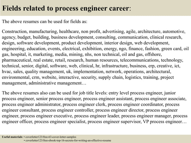 Top 5 process engineer cover letter samples | PPT