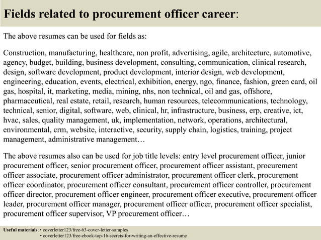 Top 5 Procurement Officer Cover Letter Samples Ppt