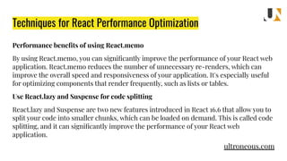Top 5 React Performance Optimization Techniques in 2023 | PDF | Web Development | Internet
