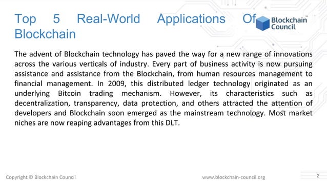 Top 5 real world applications of blockchain | PPT