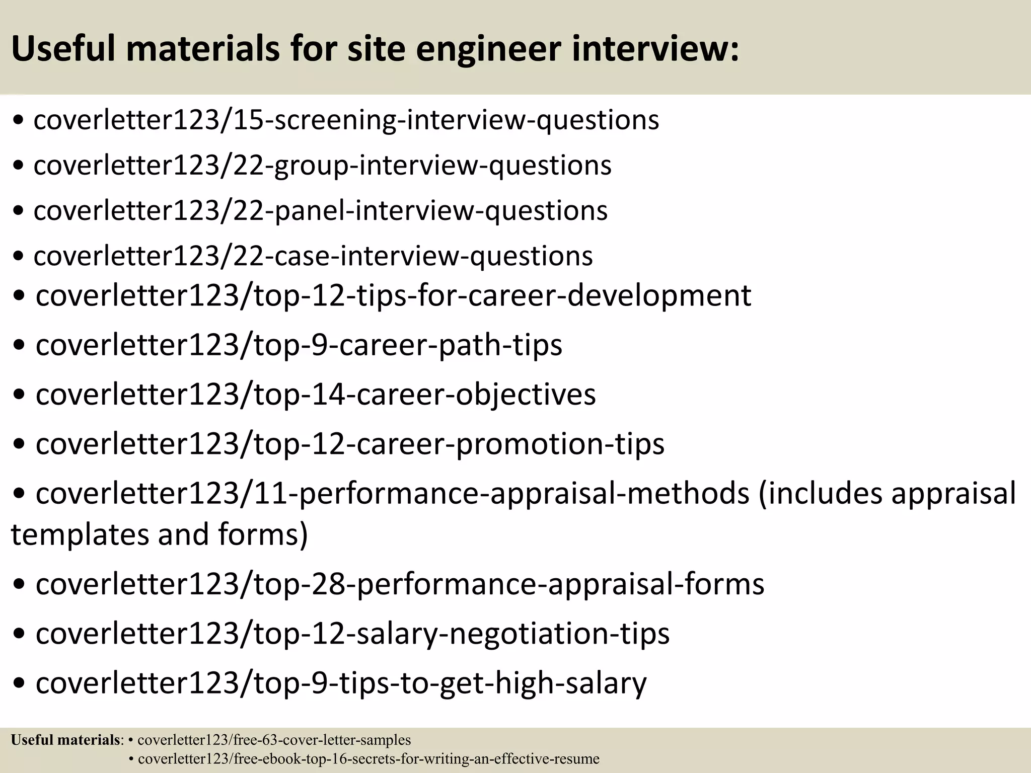 Top 5 site engineer cover letter samples | PPT