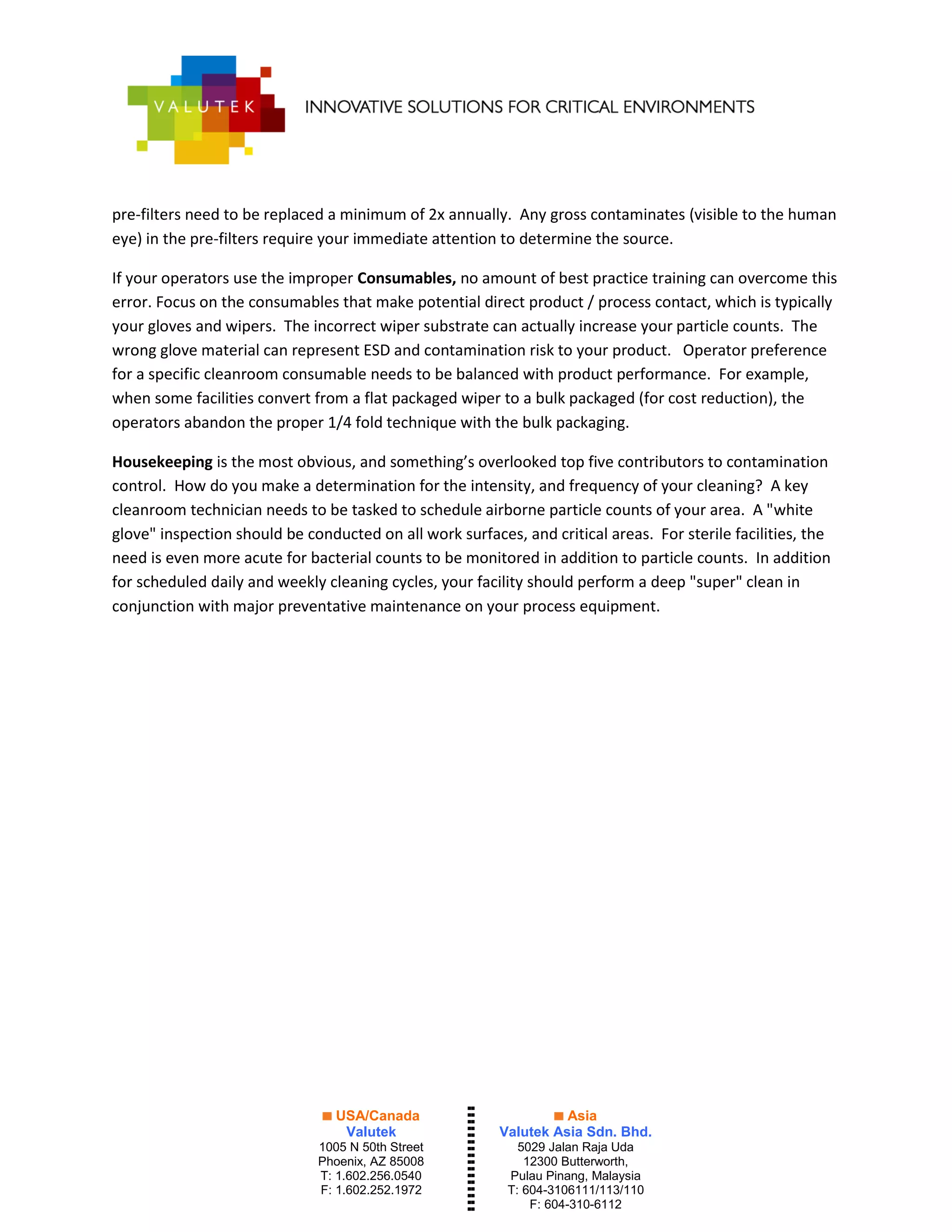 Top 5 Sources of Cleanroom Contamination | PDF