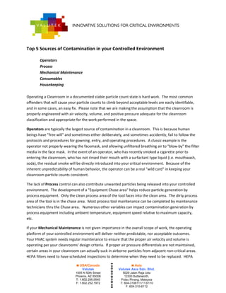Top 5 Sources of Cleanroom Contamination | PDF | Indoor Environmental ...