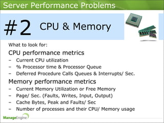 Top 5 server performance problems and how to resolve them using OpManager | PPT