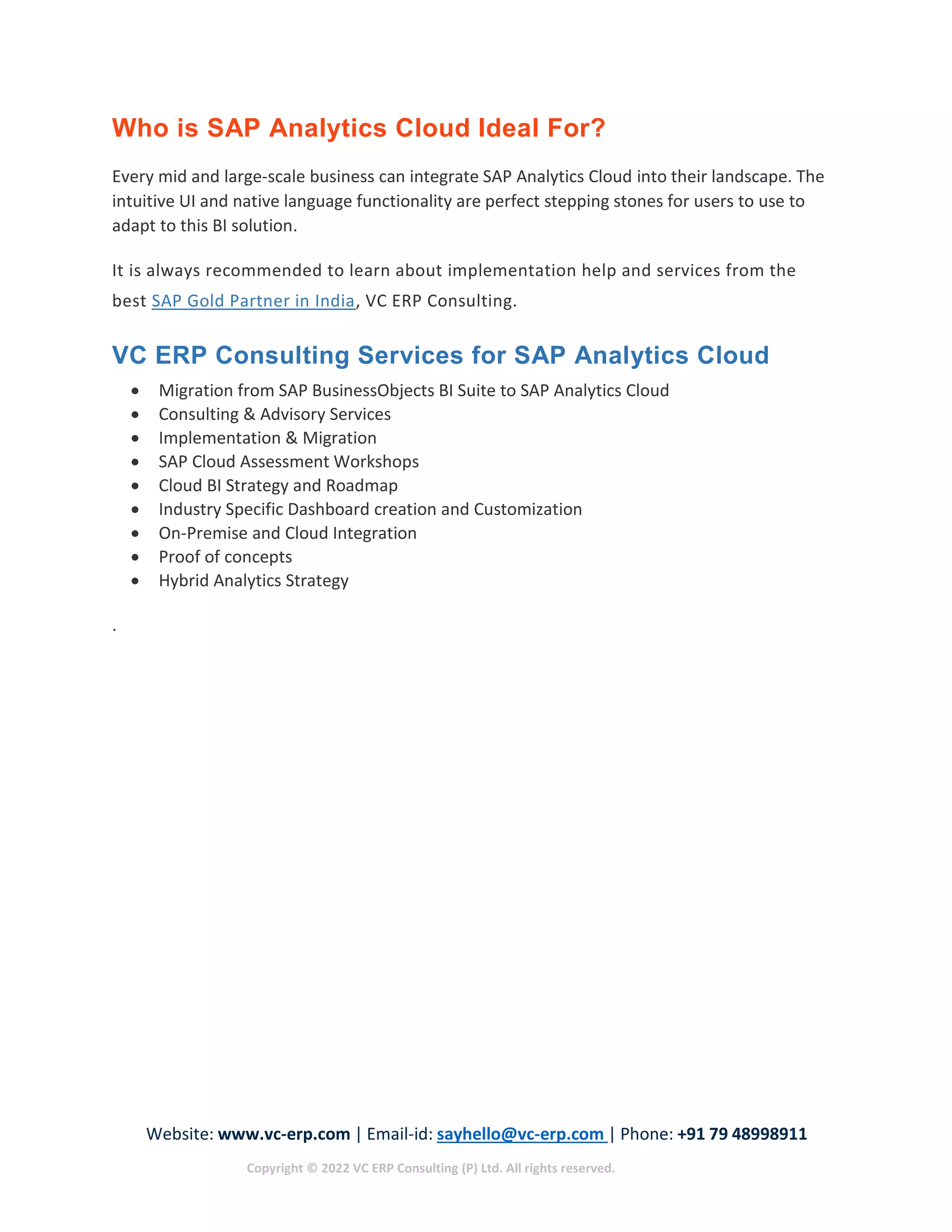 Top 6 Benefits of SAP Analytics Cloud – Central Hub of BI, Analytics & Planning | PDF