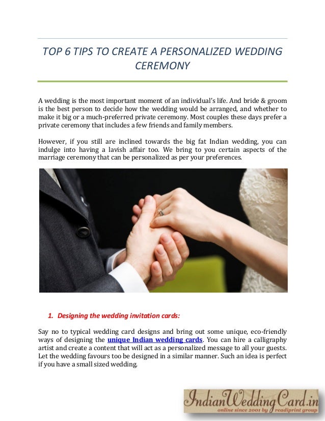 Top 6 tips to create a personalized wedding ceremony