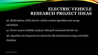 Top 75 Electric Vehicle Research Project Ideas | PPTX