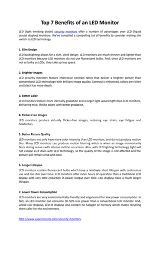 Top 7 benefits of an led monitor | PDF | Computer Peripherals | Computing