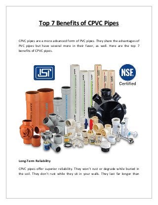 Top 7 benefits of cpvc pipes