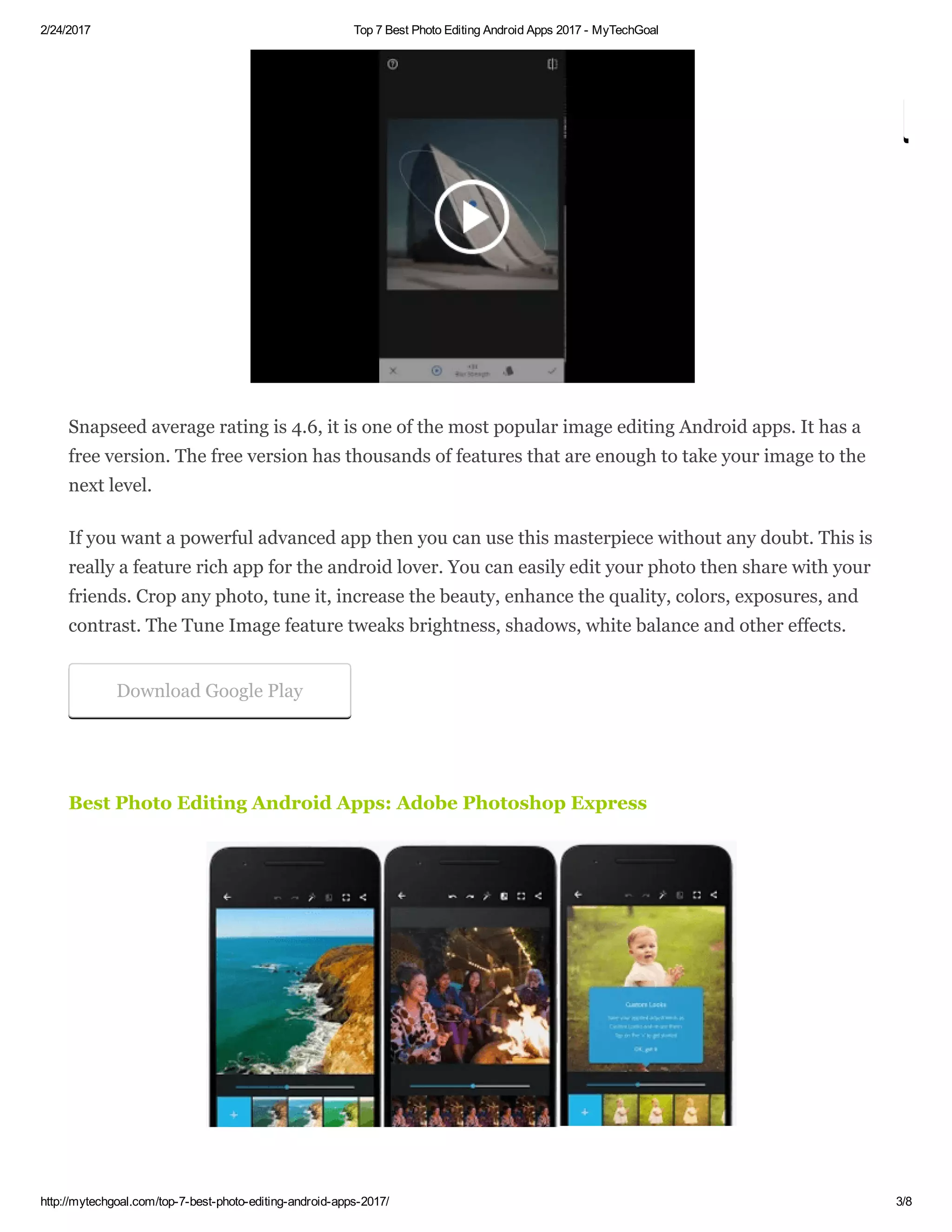 Top 7 best photo editing android apps 2017 | PDF