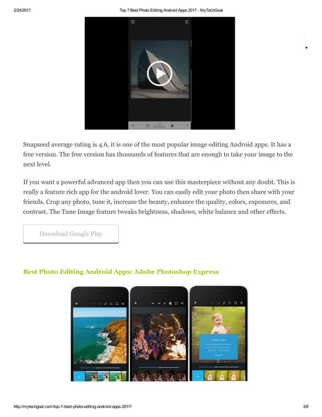 Top 7 best photo editing android apps 2017 | PDF