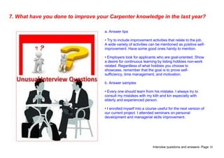 Top 7 carpenter interview questions answers | DOC