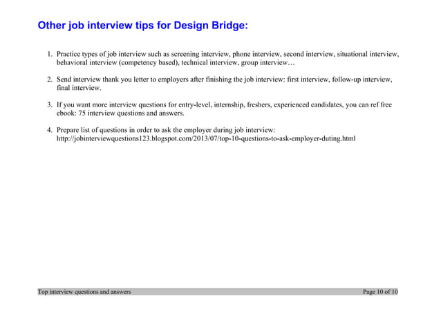 Top 7 design bridge interview questions and answers | DOC | Resume ...