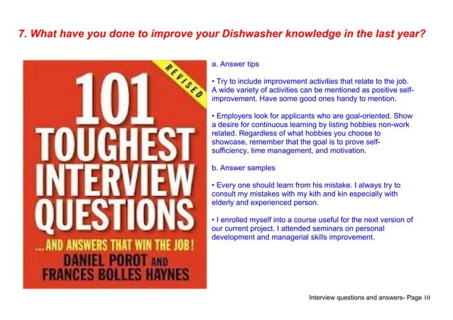 Top 7 dishwasher interview questions answers | PPT