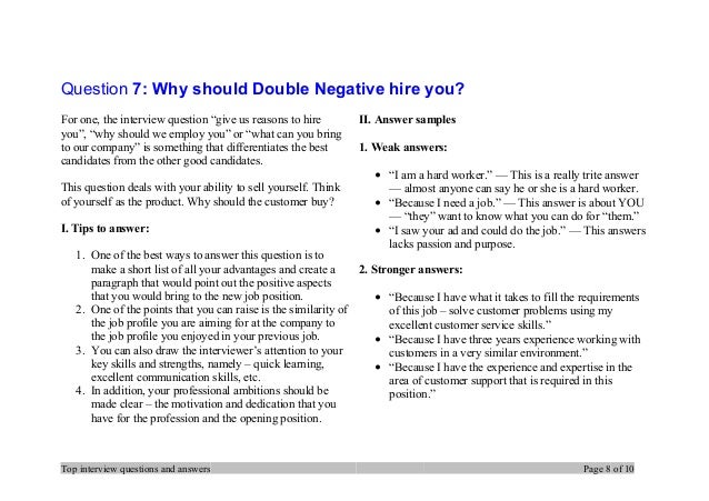Top 7 double negative interview questions and answers Top 7 double negative interview questions and answers