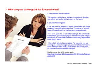 Top 7 executive chef interview questions answers | DOC